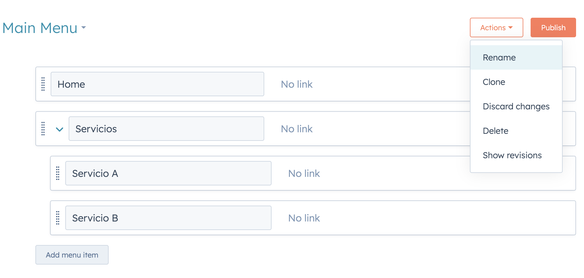 Create Navigation Menu HubSpot