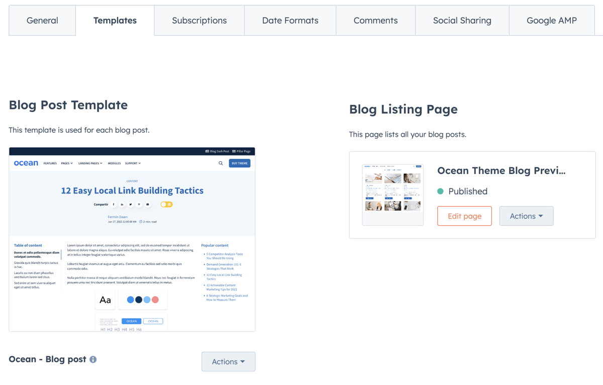 Setup HubSpot Blog Templates - Listing Template and Blog Post
