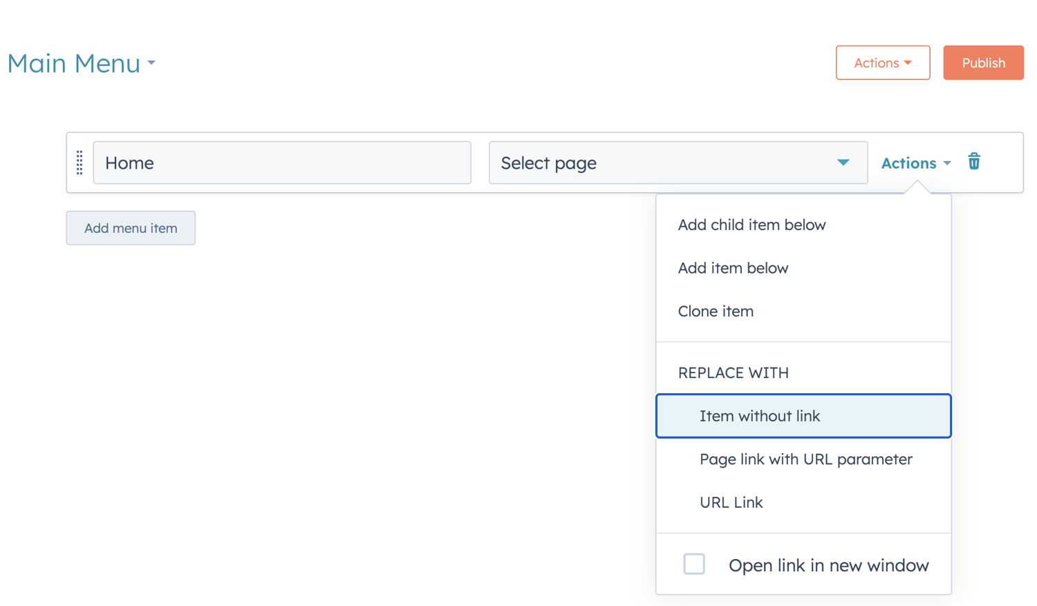 Create Navigation Menu HubSpot
