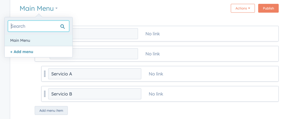 Create Navigation Menu HubSpot